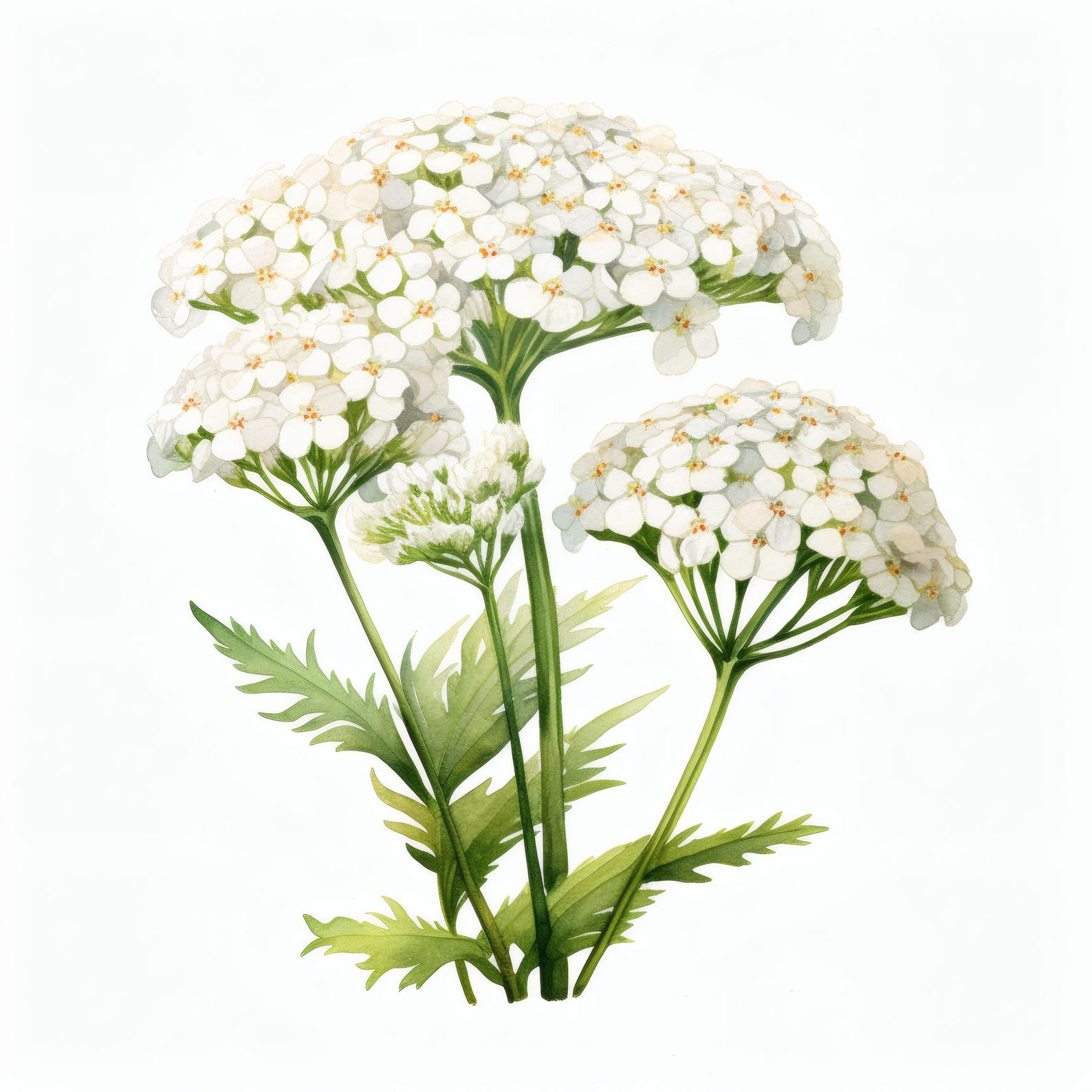 Yarrow Flowers Clipart, Wild Herb Images, 10 Watercolor Clip Art ...