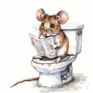 Field Mouse Clipart, Mouse on the Toilet Images, 10 Watercolor Clip Art ...