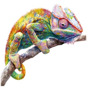 Chameleon Clipart, Tropical Reptile Images, 10 Watercolor Clip Art ...