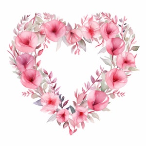 Floral Heart Clipart, Valentine's Day Images, 10 Watercolor Clip Art ...