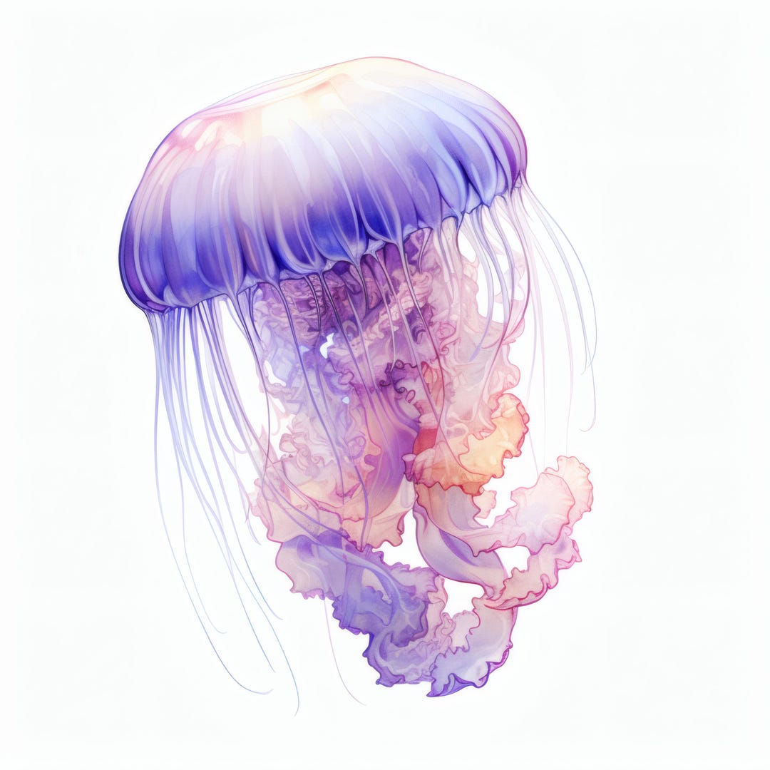 Jellyfish Clipart, Ocean Creature Images, 10 Watercolor Clip Art ...