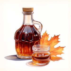 Maple Syrup Clipart, Canadian Maple Syrup Images, 10 Watercolor Clip ...