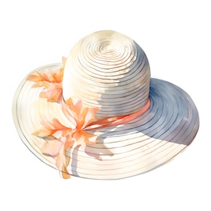 Woman Hat Clipart, Summer Hat Images, 10 Watercolor Clip Art, Printable ...