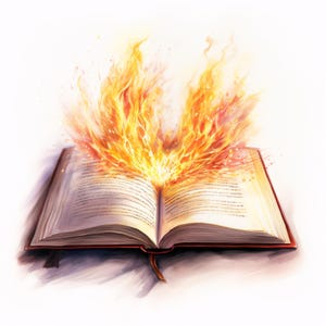 Burning Book Clipart, Fantasy Fire Images, 10 Watercolor Clip Art ...