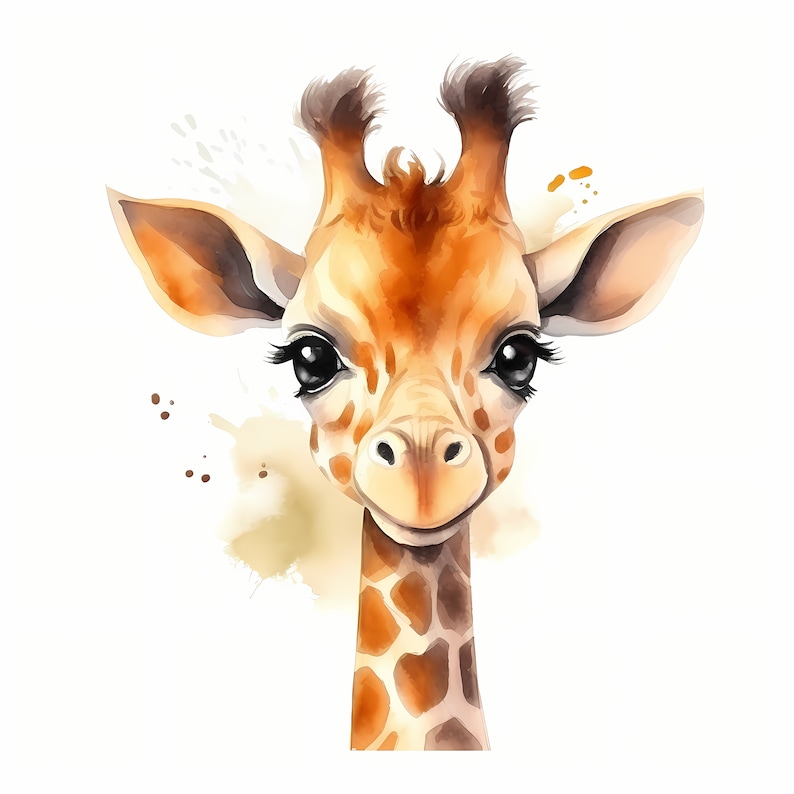 Giraffe Clipart, Baby Giraffe Images, 10 Watercolor Clip Art, Printable ...