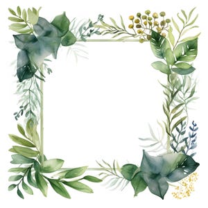 Botanical Frame Clipart, Floral Border Frames Images, 10 Watercolor ...