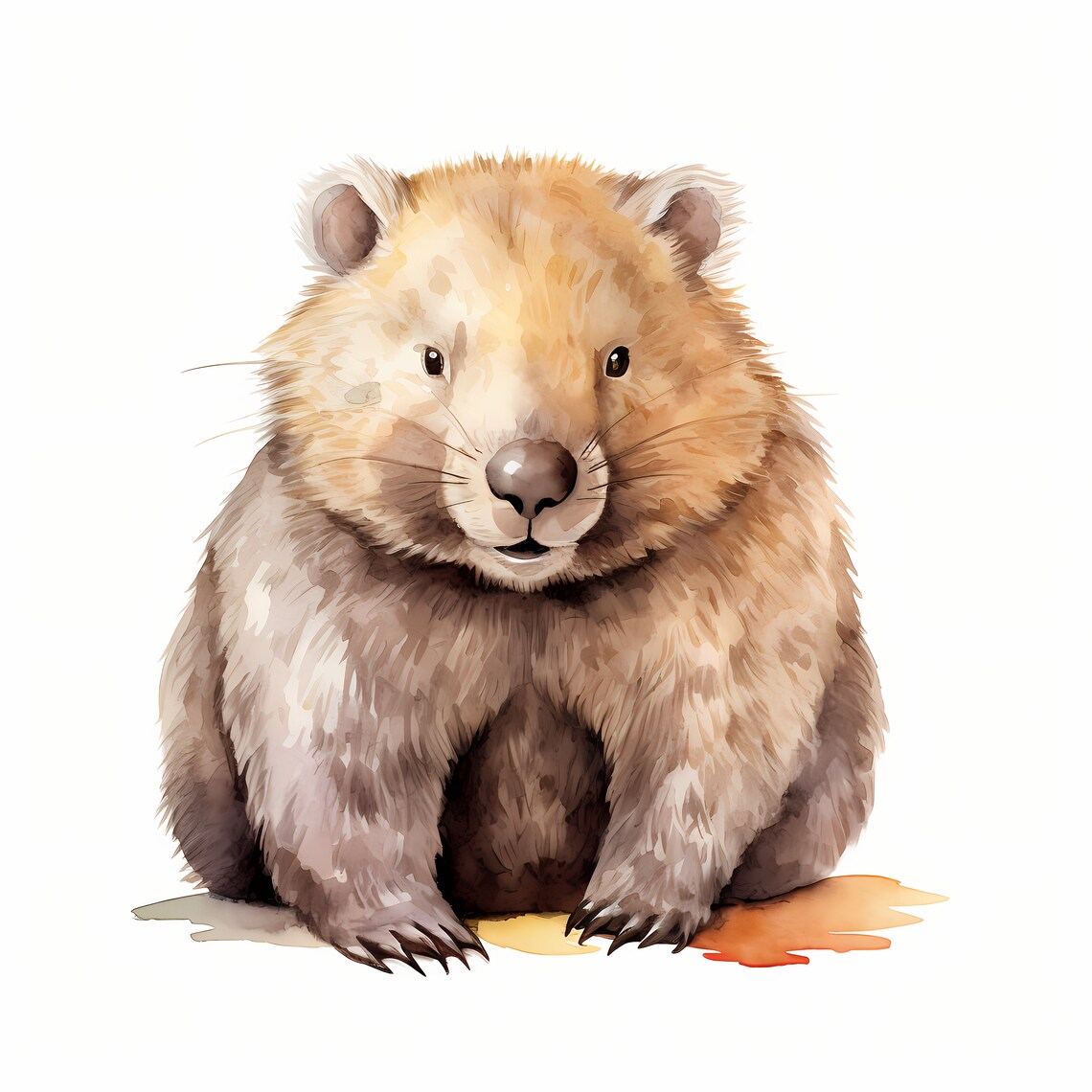 Watercolor Wombat Clipart: 10 JPG Images, Commercial Use (instant ...