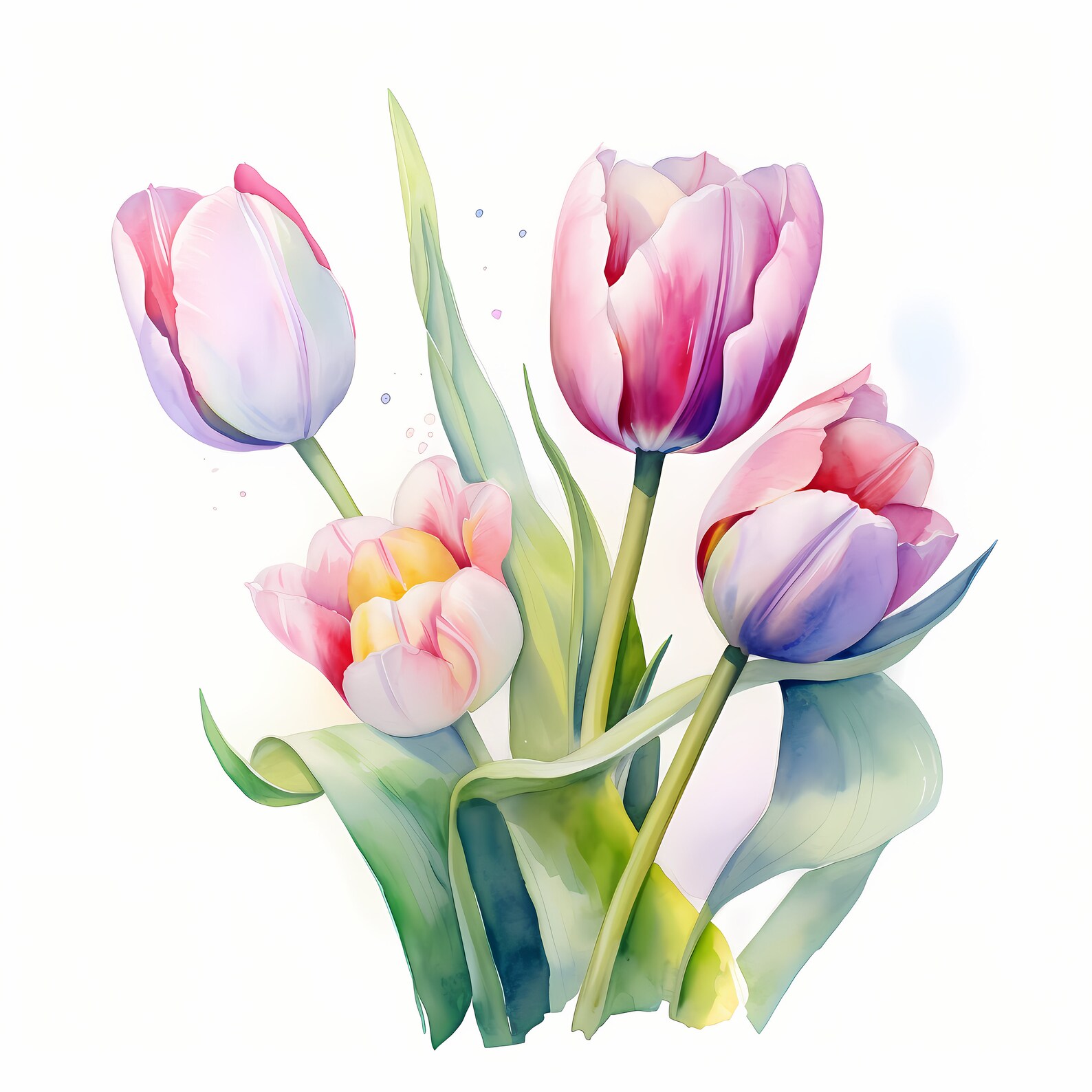 Tulips Clipart, Tulips Bouquet Images, 10 Watercolor Clip Art ...