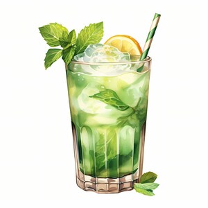 Mint Julep Clipart, Mint Julep Cocktail Images, 10 Watercolor Clip Art ...