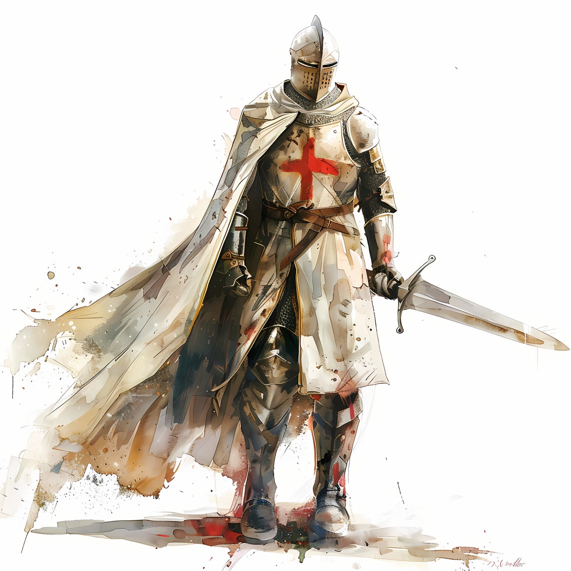 Watercolor Knight Clipart: Medieval Warrior Images (jpgs, Commercial ...