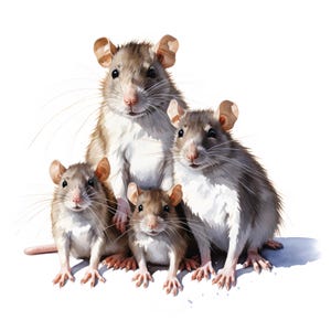 Rat Family Clipart, Rats Images, 10 Watercolor Clip Art, Printable Jpgs ...