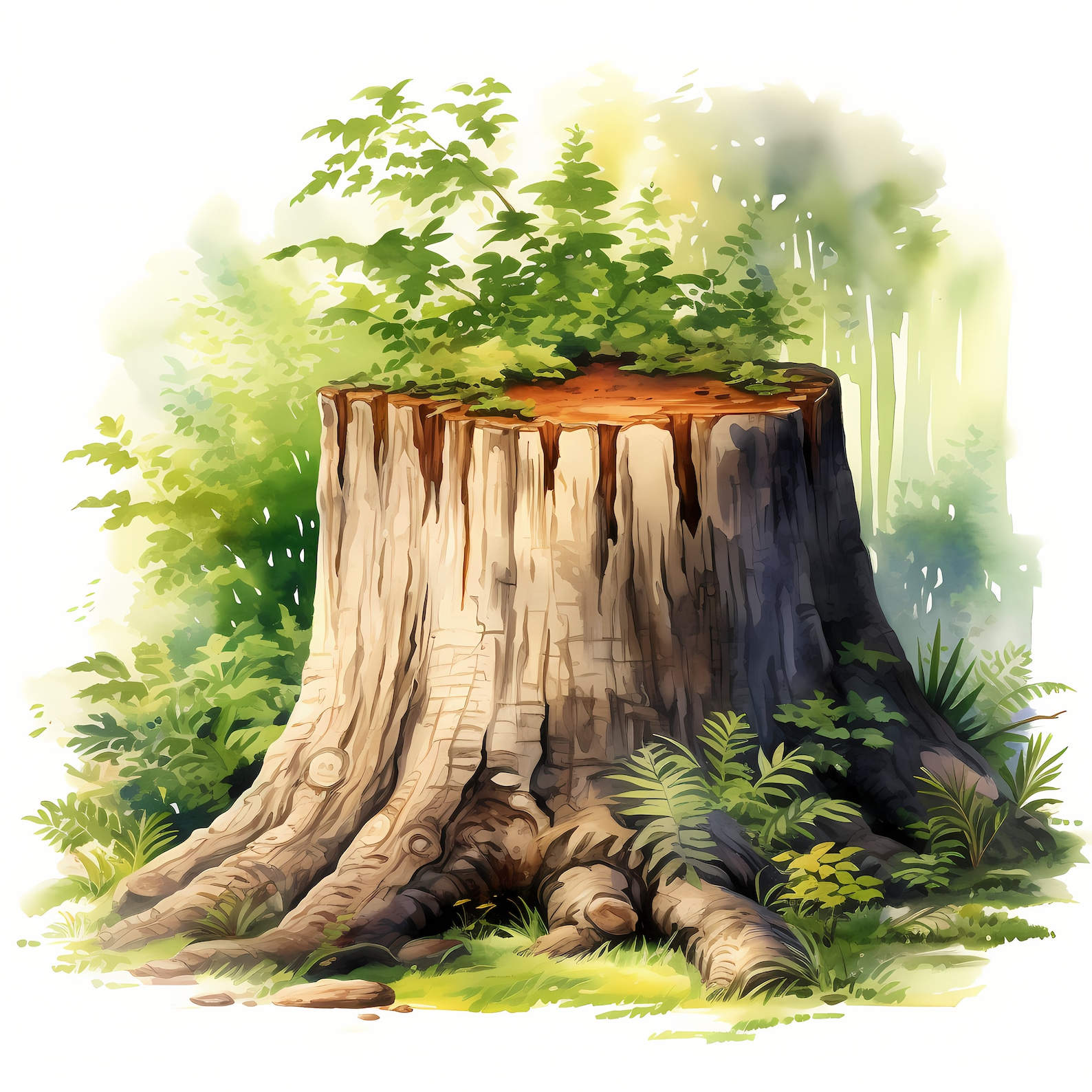 Tree Stump Clipart, Forest Stumps Images, 10 Watercolor Clip Art ...