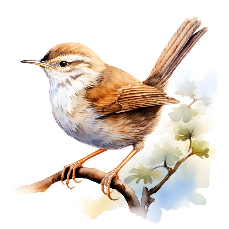 Watercolor Wren Clipart - Etsy
