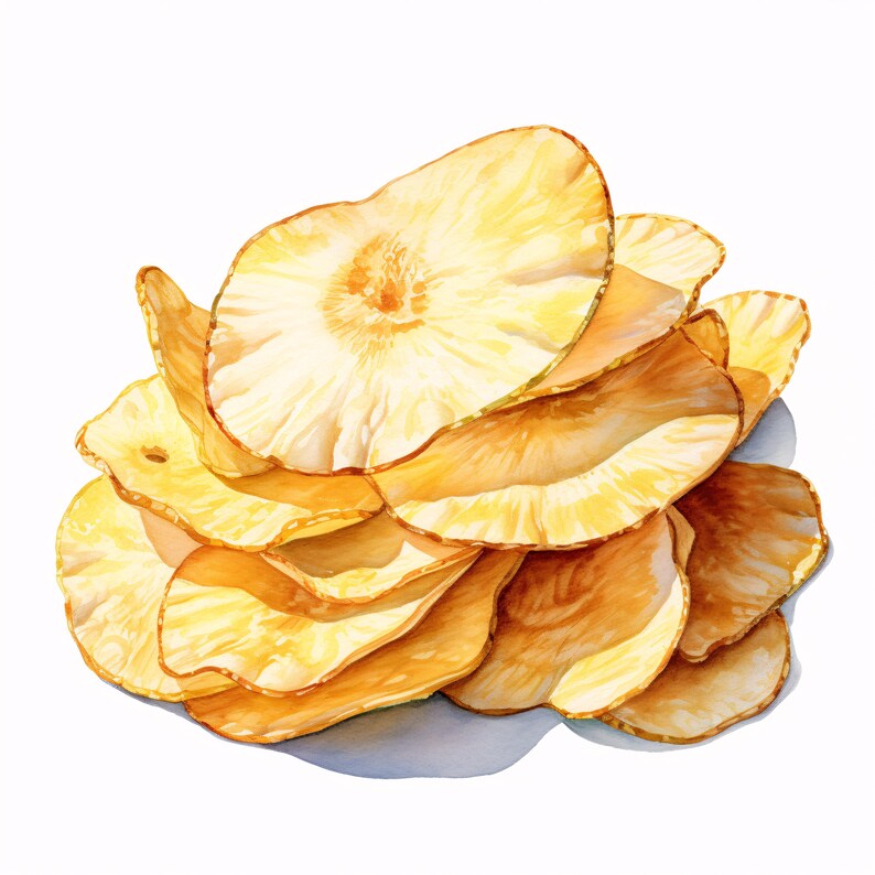 Watercolor Potato Chips Clipart: Snack Food JPG Images (commercial Use ...