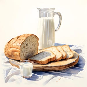 Milk and Breads Clipart, Dairy Images, 10 Watercolor Clip Art ...