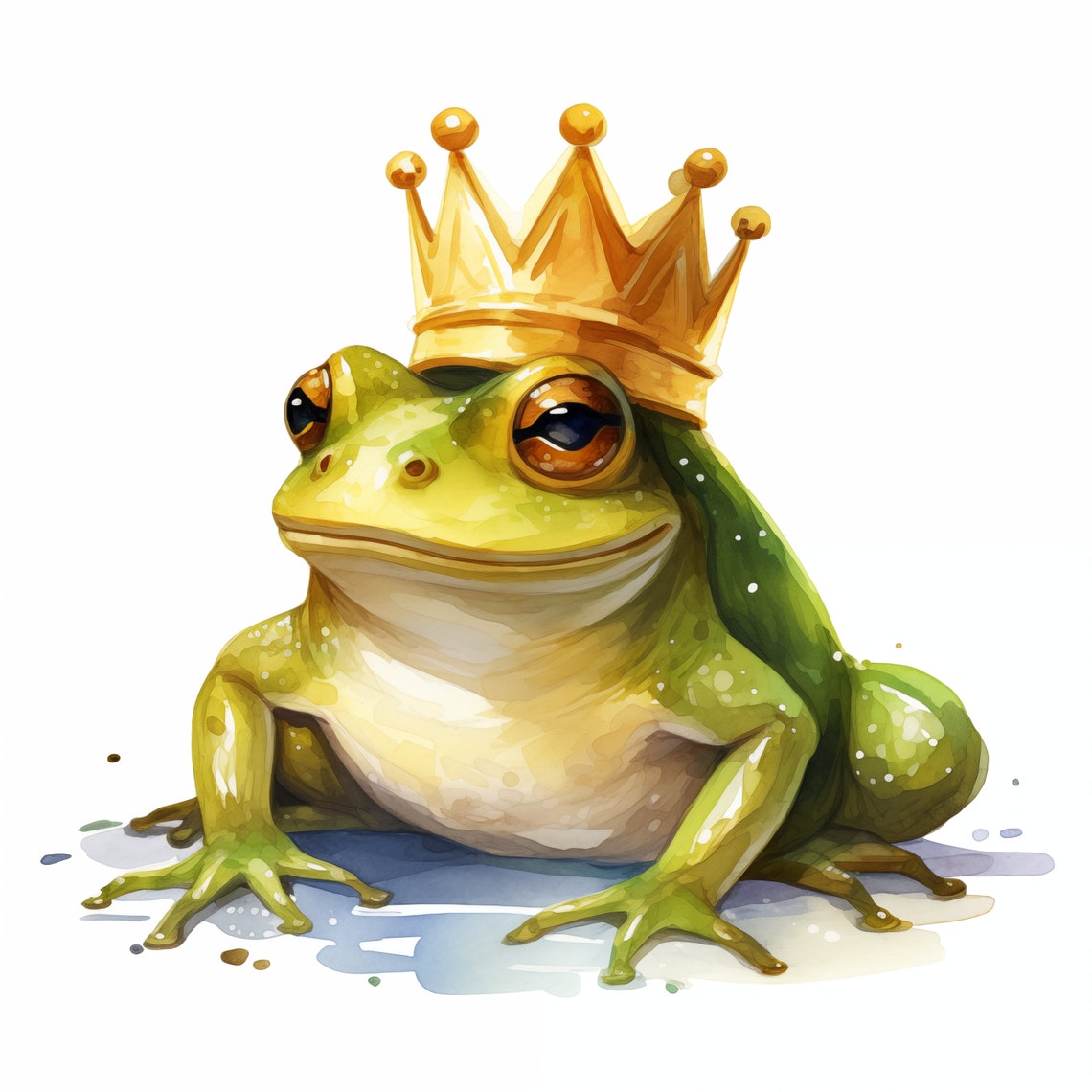 10 Frog With Crown, Frog Princess JPG, Watercolor Clipart, Printable ...