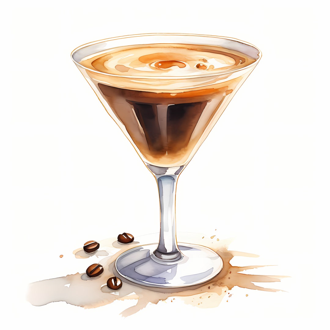 Espresso Martini Clipart, Coffee Martini Cocktail Images, 10 Watercolor ...