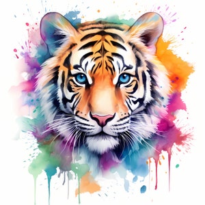 Cute Tiger Clipart, Tiger Cub, Big Wild Cat Images, 10 Watercolor Clip ...