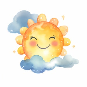 Happy Sun Clipart, Smiling Suns Images, 10 Watercolor Clip Art ...