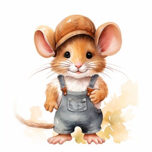 Baby Mouse Clipart, Mouse in Hat Images, 10 Watercolor Clip Art ...