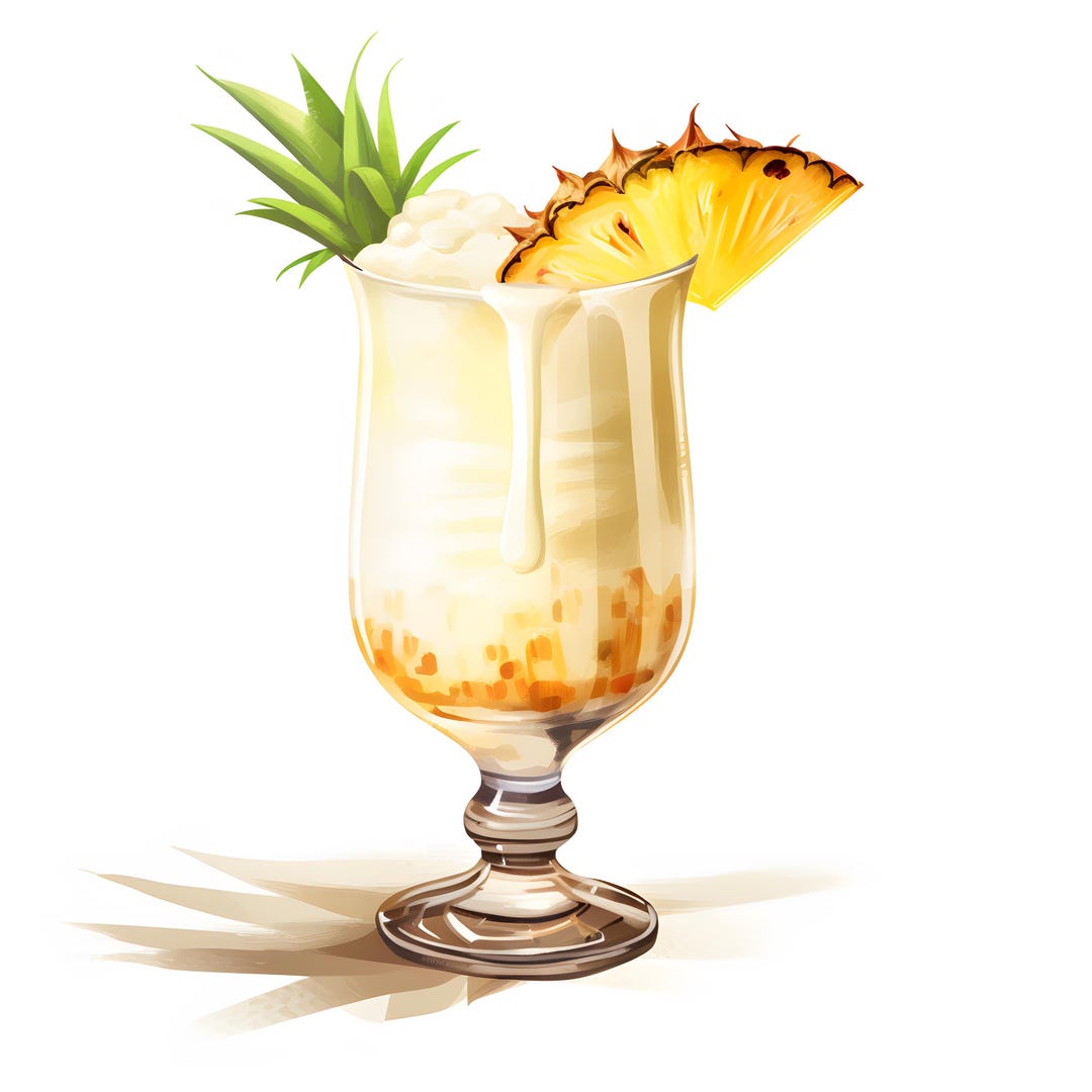Pina Colada Cocktail Clipart, Alcohol Drinks Images, 10 Watercolor Clip ...