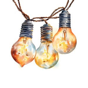 Watercolor Christmas Lights Clipart: String Lights JPG (commercial Use ...