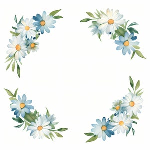 Daisy Frame Clipart, Flowers Frame Images, 10 Watercolor Clip Art ...