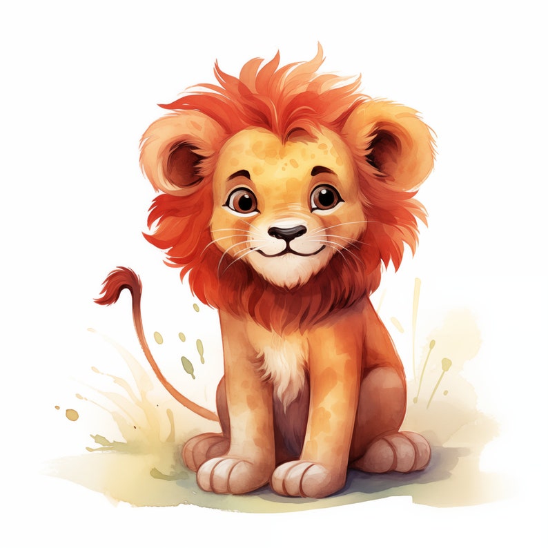 Lion Clipart, Cute Lion Images, 10 Watercolor Clip Art, Printable Jpgs ...
