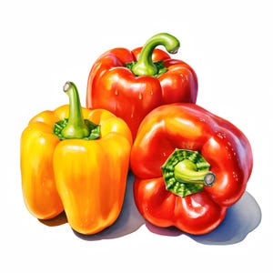 Watercolor Bell Peppers Clipart: Rainbow Sweet Pepper Images (jpgs) - Etsy