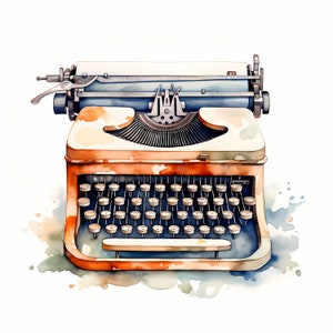 Watercolor Typewriter Clipart: Vintage Style Images (jpgs, Commercial ...