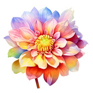 Rainbow Flower Clipart, Colored Flowers Images, 10 Watercolor Clip Art ...