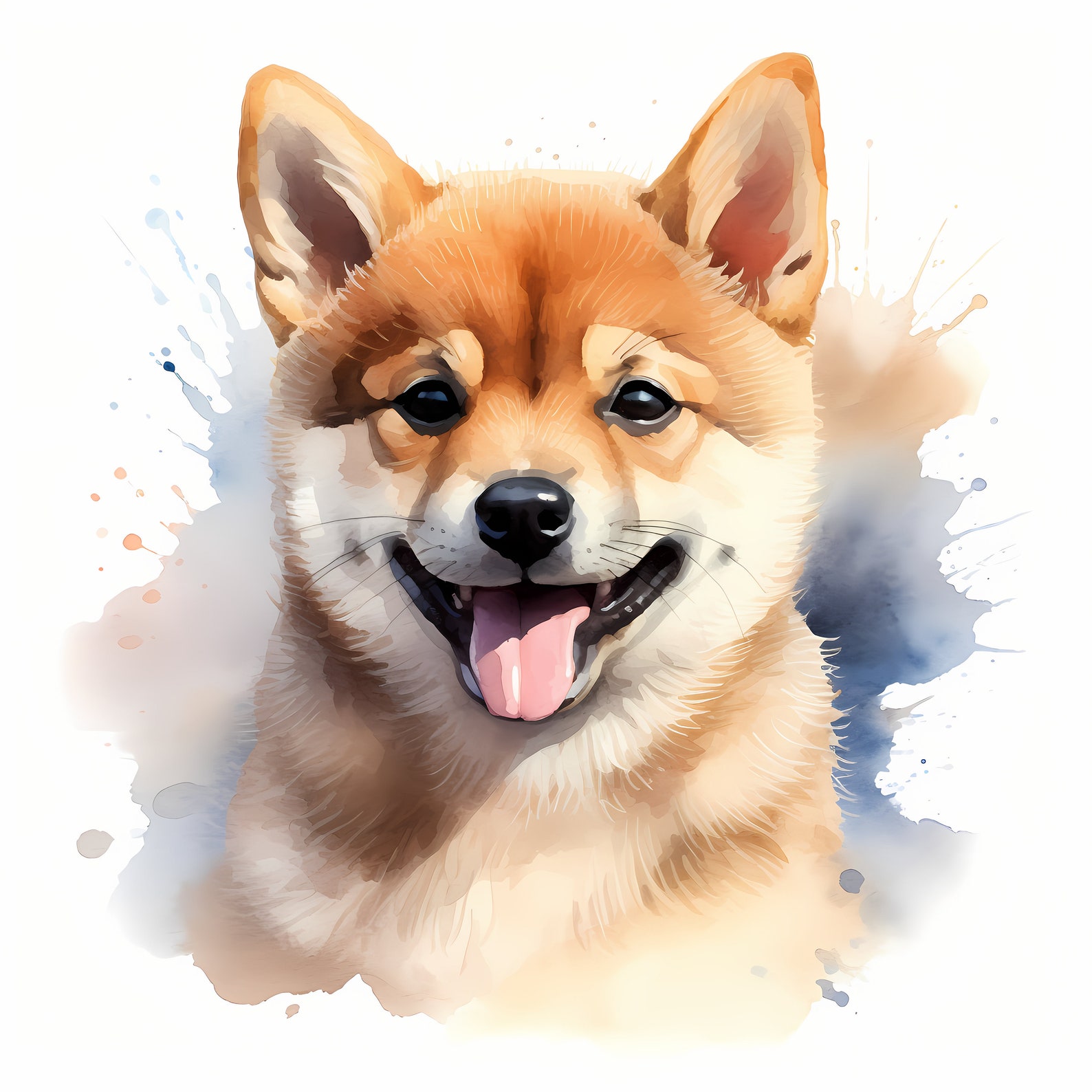 10 Shiba Inu, Puppy Dog, Shibe, Japanese Shiba Inu JPG, Watercolor ...