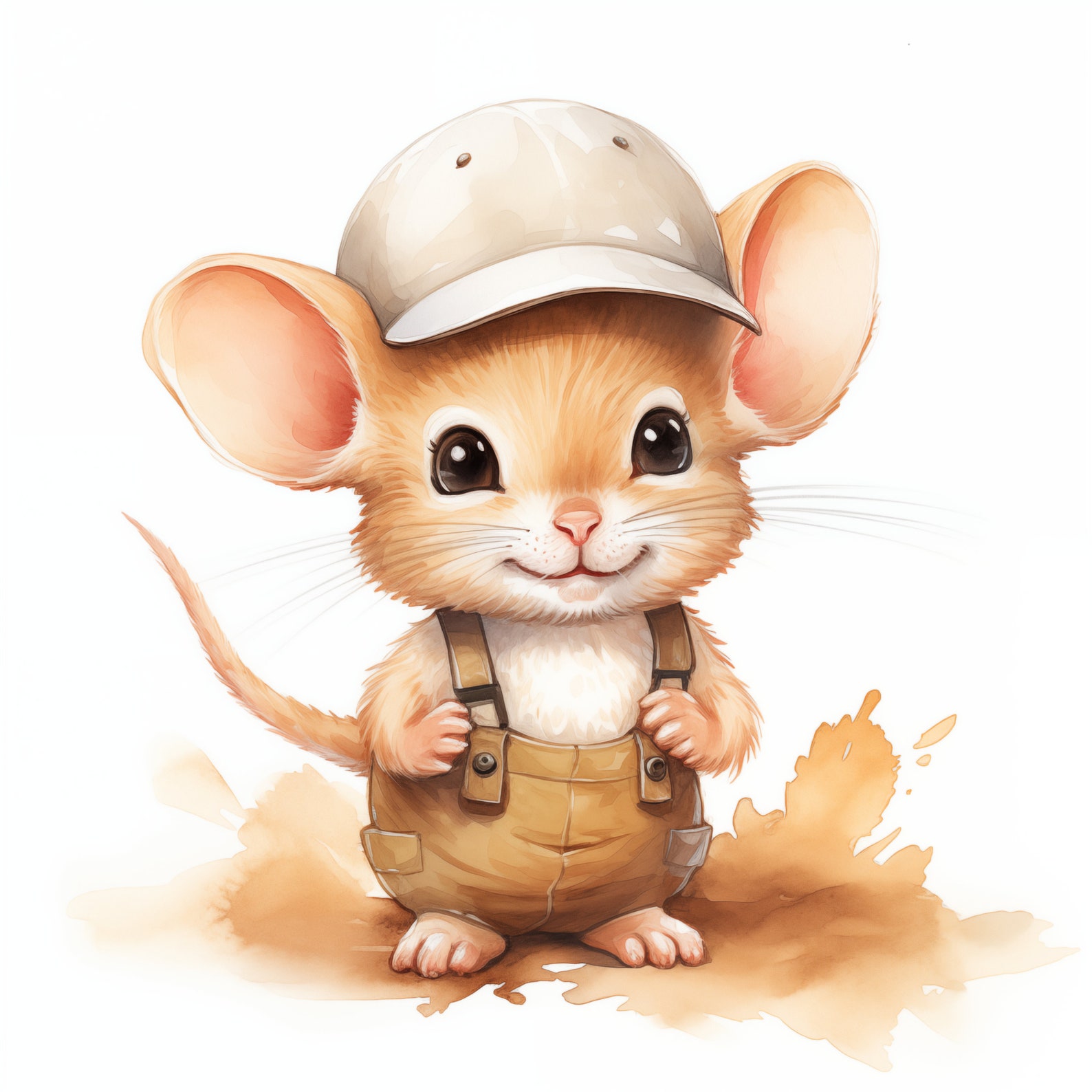 Baby Mouse Clipart, Mouse in Hat Images, 10 Watercolor Clip Art ...