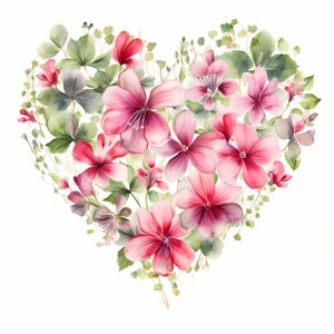 Floral Heart Clipart, Valentine's Day Images, 10 Watercolor Clip Art ...