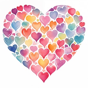 Watercolor Heart Clipart: Abstract Colorful Hearts (jpgs, Commercial ...