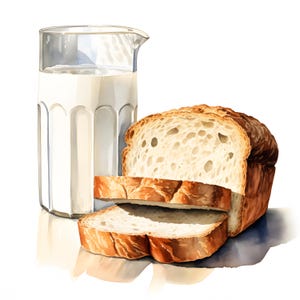 Milk and Breads Clipart, Dairy Images, 10 Watercolor Clip Art ...