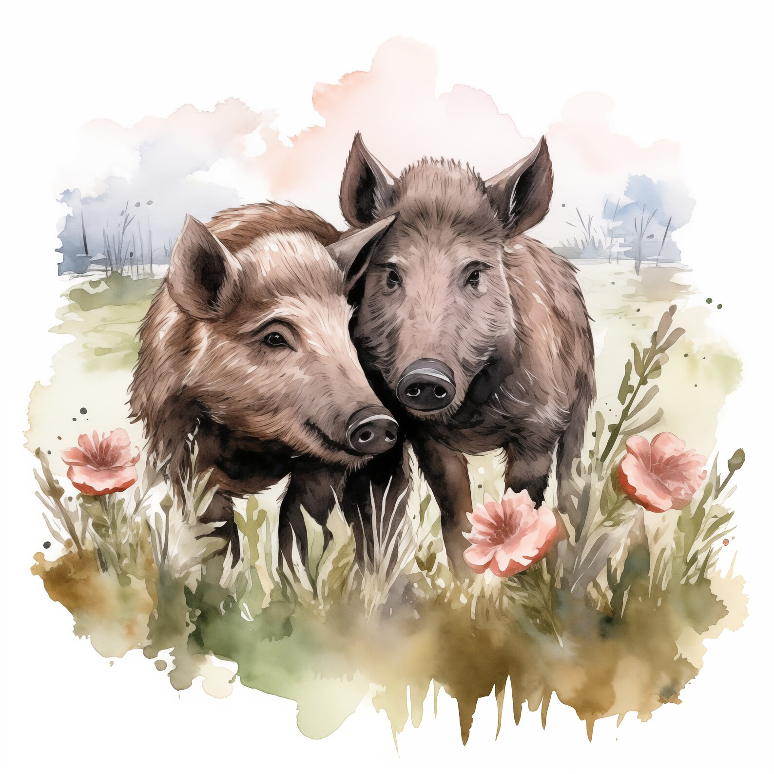 Animal Couple Clipart, Romantic Animals Images, 20 Watercolor Clip Art ...