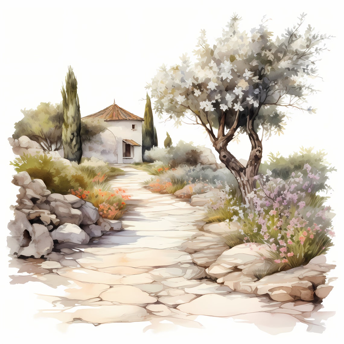 Rustic Footpath, Nature Walk Path Watercolor Clipart Set With 10 JPG ...