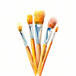 Watercolor Paint Brushes Clipart: Painting Supplies (jpgs, Commercial ...