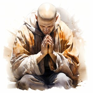 Monk Praying Clipart, Priest Praying Images, 10 Watercolor Clip Art ...