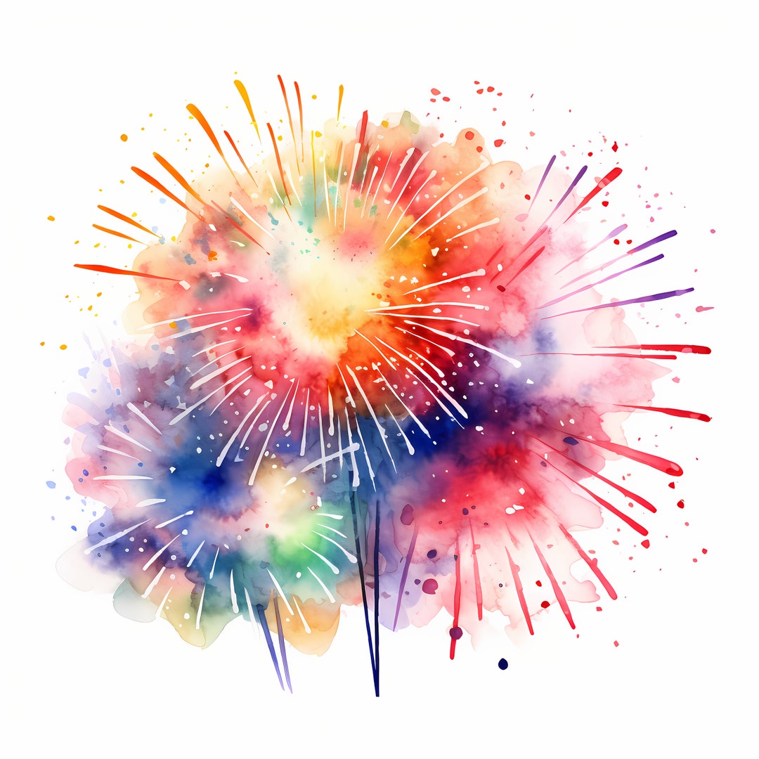 Fireworks Clipart, Sparkling Fireworks Images, 10 Watercolor Clip Art ...
