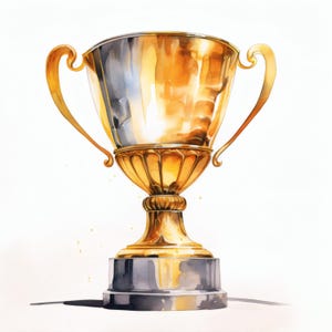 Gold Trophy Clipart, Award Cup Images, 10 Watercolor Clip Art ...