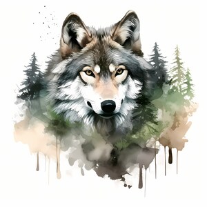 Forest Wolf Clipart, Wolf and Forest Double Exposure Images, 10 ...