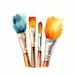 Watercolor Paint Brushes Clipart: Painting Supplies (jpgs, Commercial ...