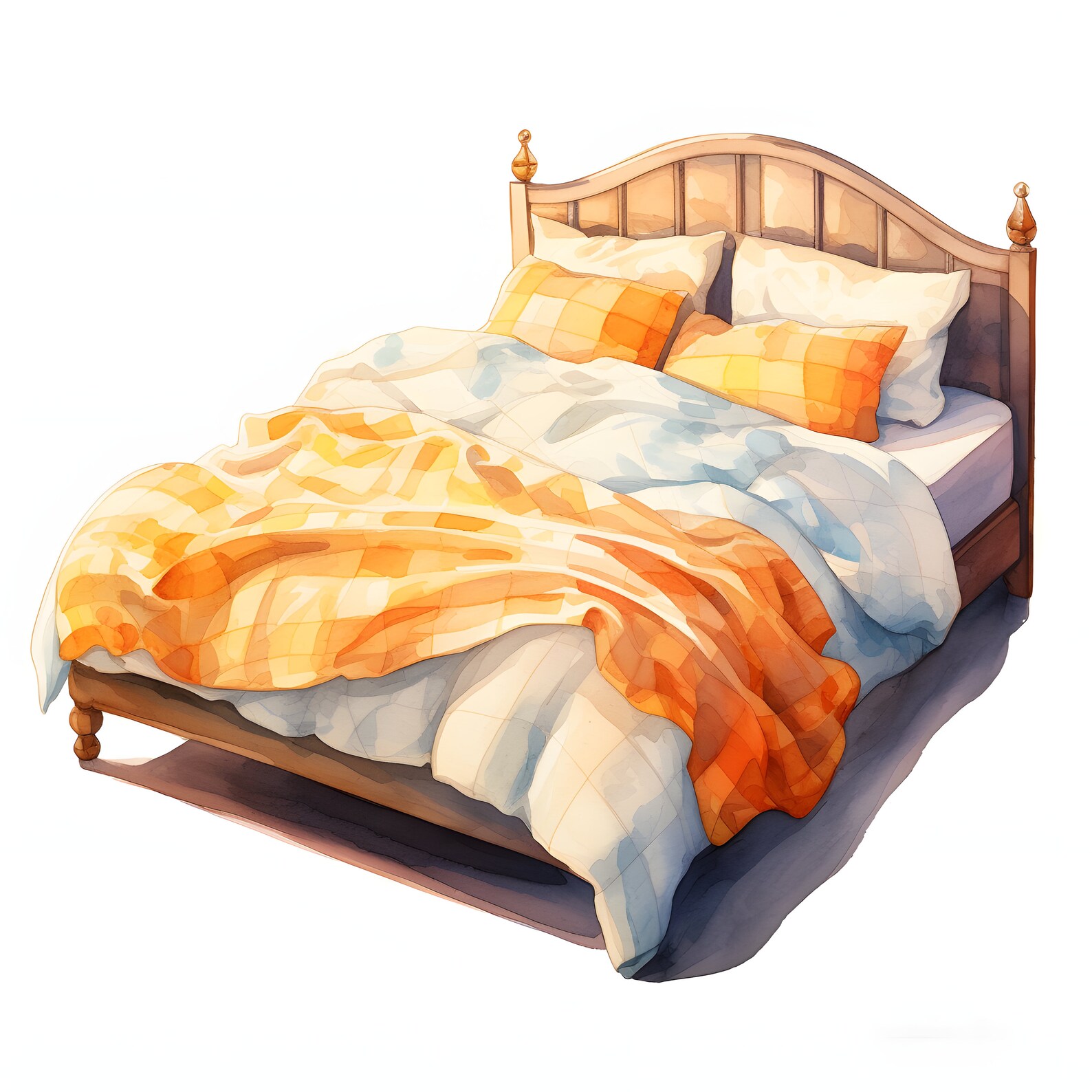 Bedroom Bed Clipart, Cosy Beds Images, 10 Watercolor Clip Art ...