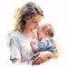 Watercolor Mother and Baby Clipart: Family Love Art (JPG Instant ...