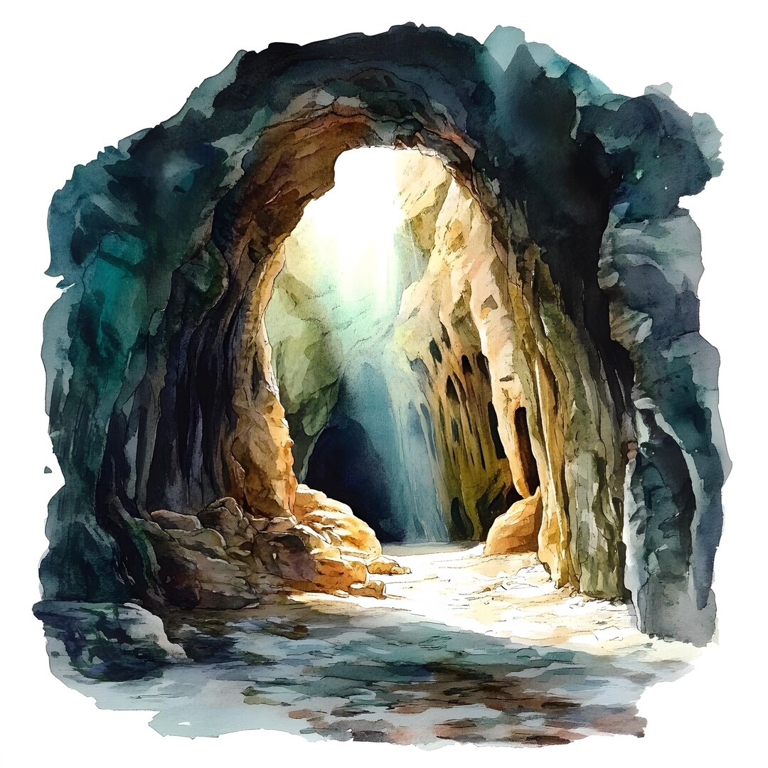 Watercolor Sea Cave Clipart: Natural Cave Images (jpgs, Instant ...