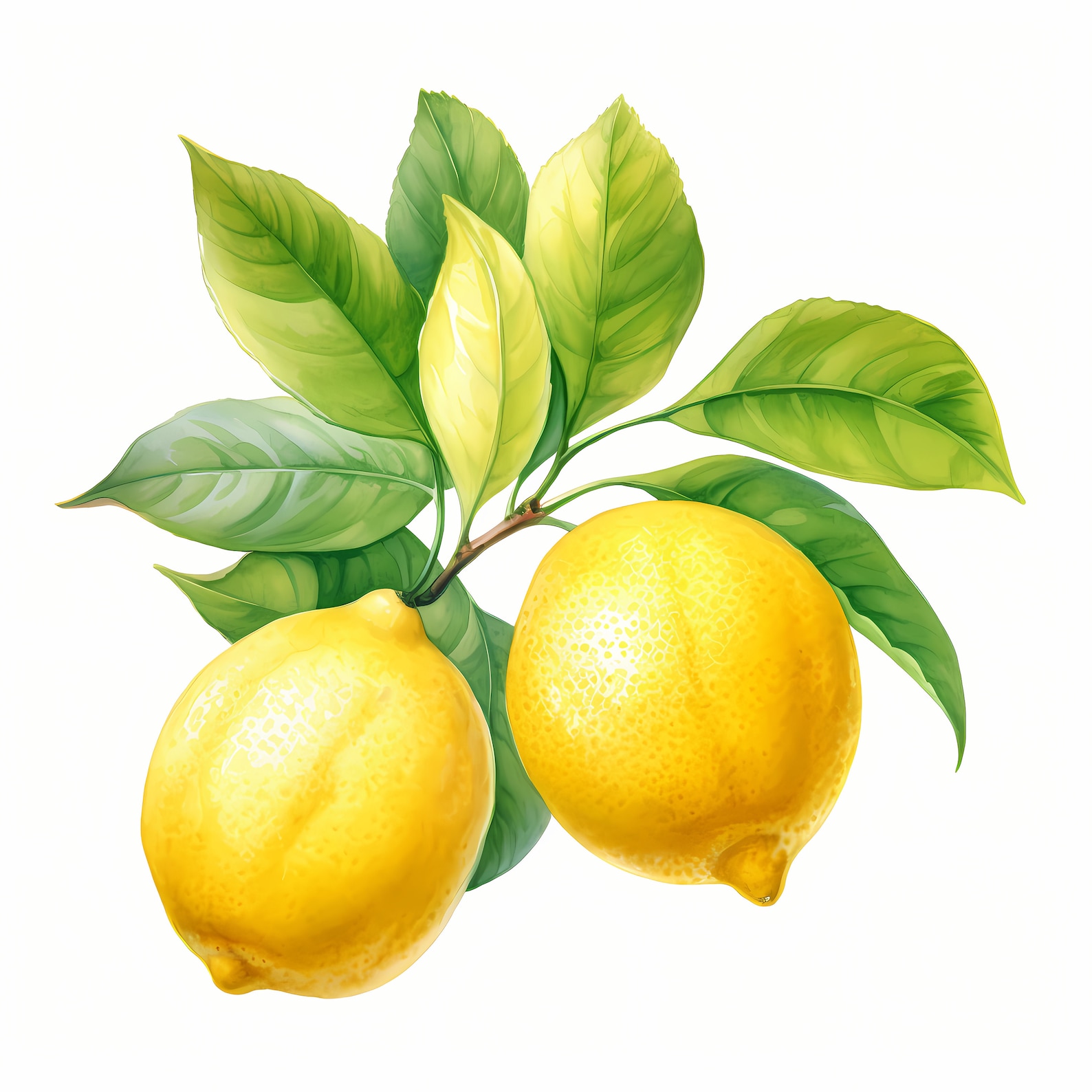 Lemons, Fresh Citrus, Fruit Lemon Watercolor Clipart Set With 10 JPG ...