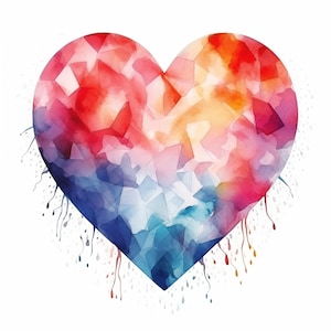 Watercolor Heart Clipart: Abstract Colorful Hearts (jpgs, Commercial ...