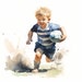 Rugby, Child Rugby Watercolor Clipart Set With 10 JPG Images Instant ...